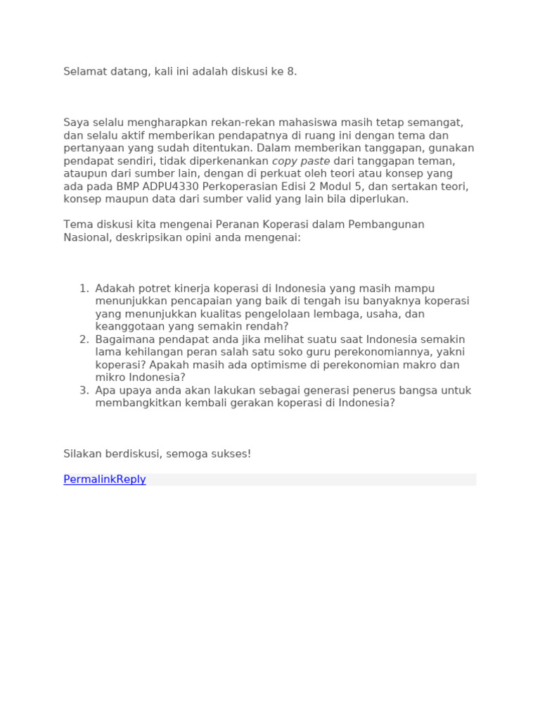 Soal Diskusi 8 Perkoperasian | PDF