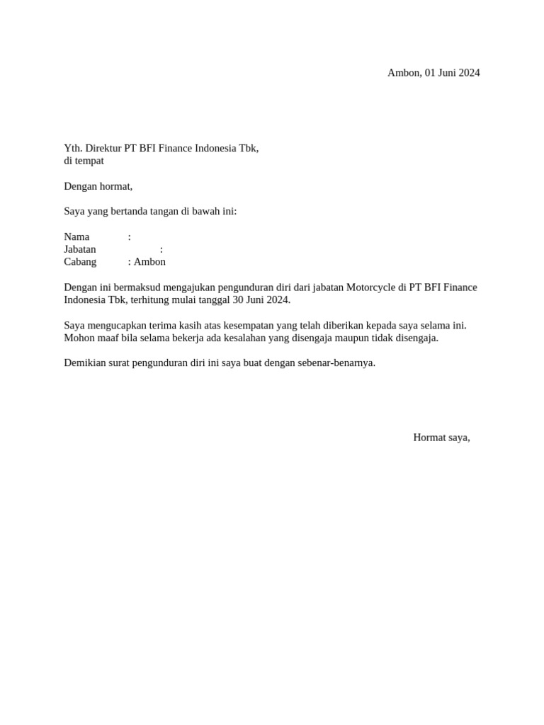 Surat Resign | PDF