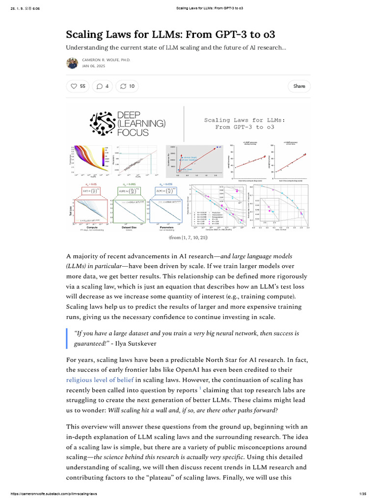 Scaling Laws For LLMs - From GPT-3 To O3 | PDF | Power Law | Logarithm