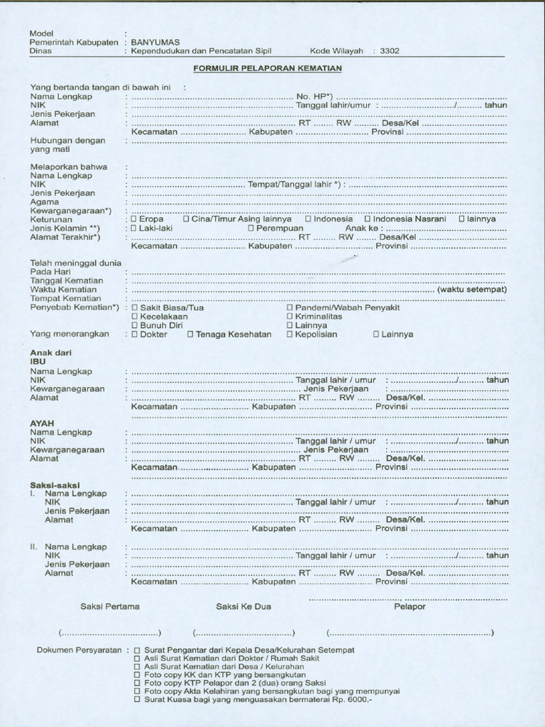 Formulir F2.29 Kematian | PDF