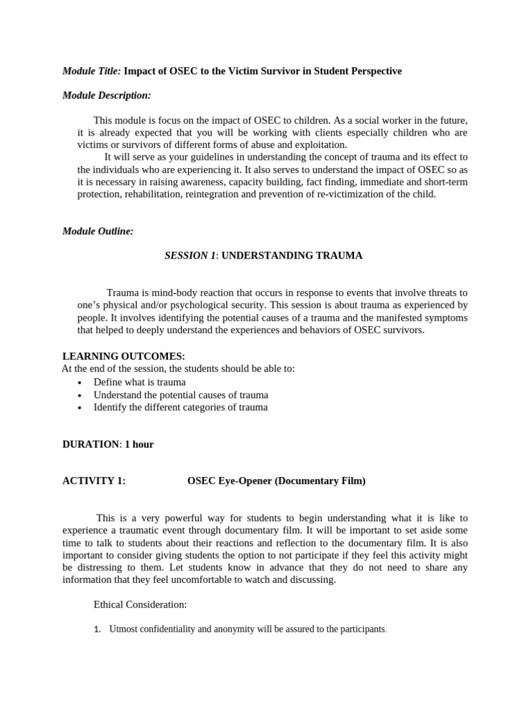 OSEC-Module-2-Student | PDF | Psychological Trauma | Mental Disorder