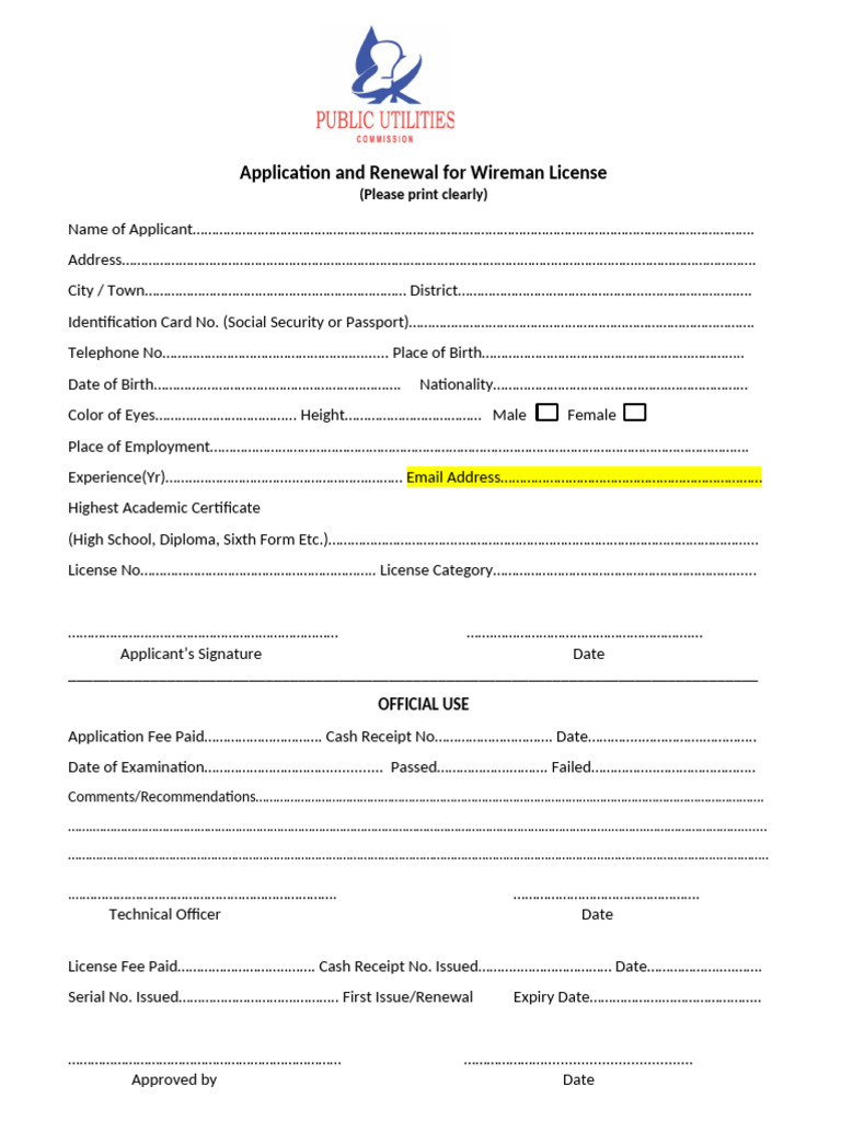 Application For Wireman License1 | PDF