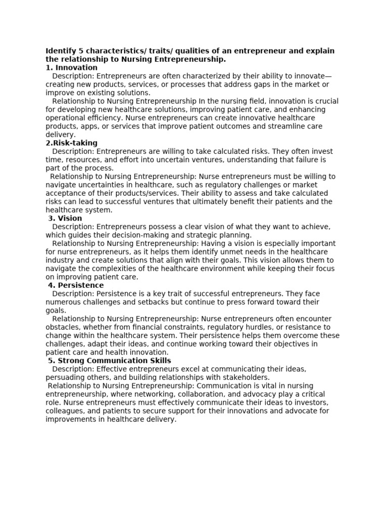 5 Characteristics Traits Qualities of An Entrepreneur | PDF ...