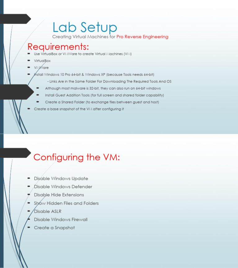Pro Reverse Engineering VM Setup Guide | PDF