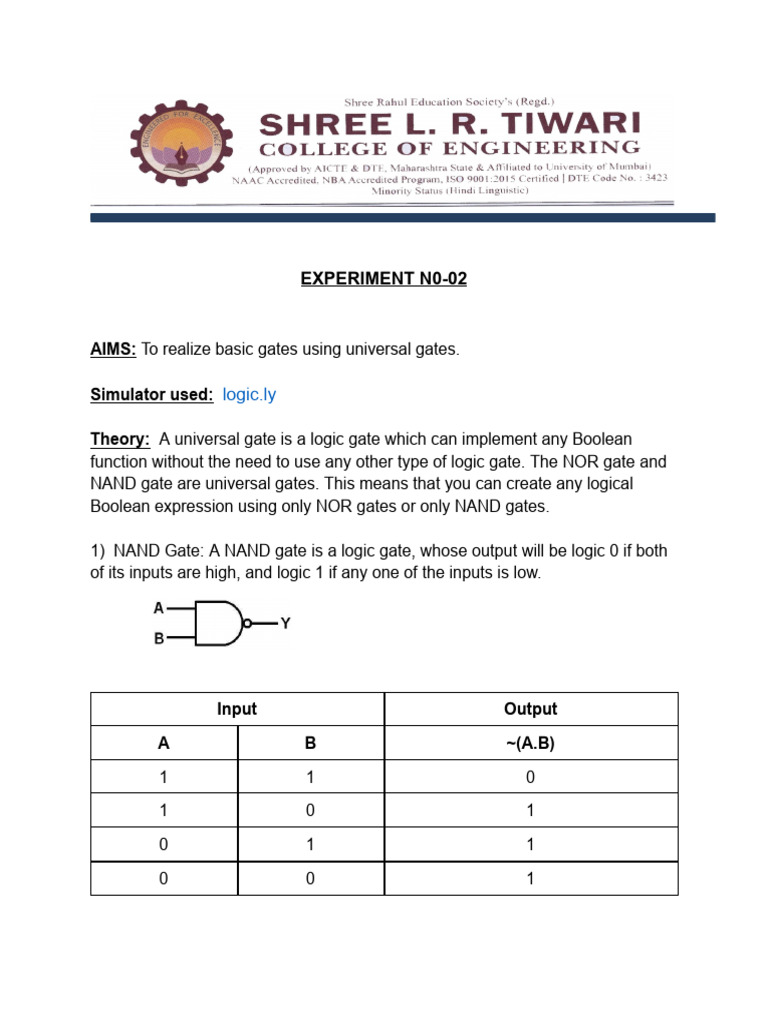 EXP2_DLCA | PDF | Logic Gate | Electrical Circuits