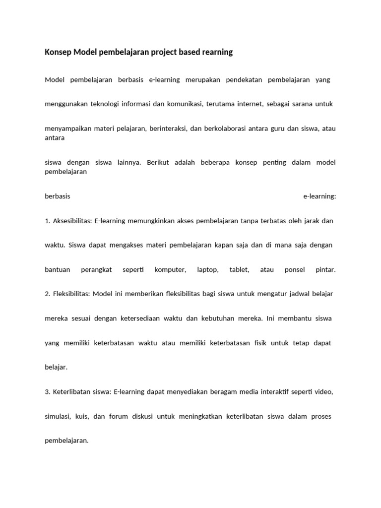 Model Pembelajaran Project Based Learning | PDF