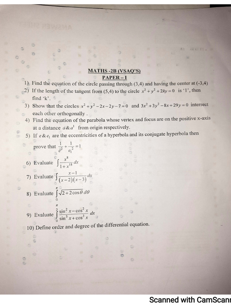 Maths2b(Question Papers)2marks | PDF