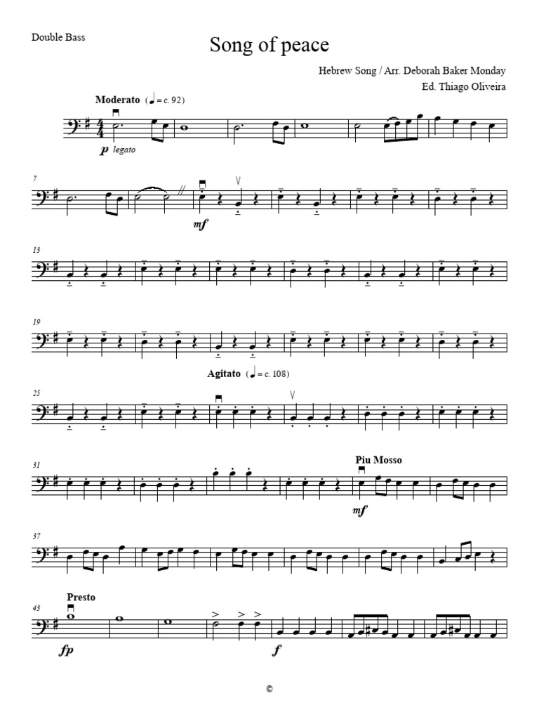 Cópia de Song of Peace - Double Bass | PDF | Musical Forms | Elements ...
