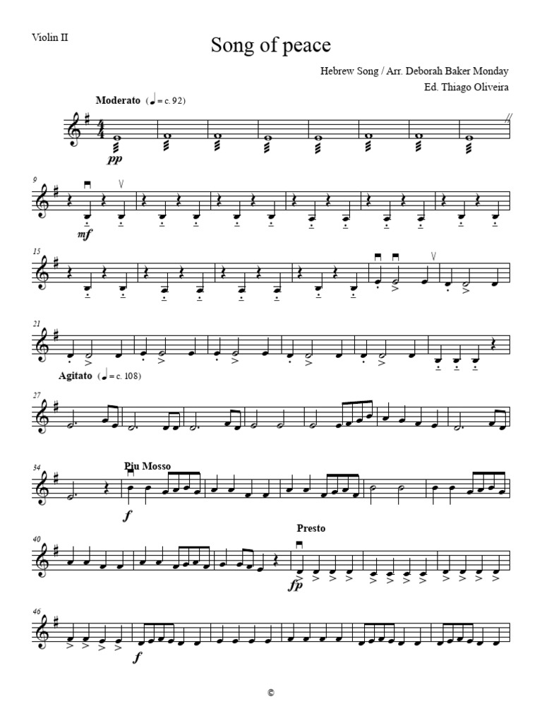 Song of Peace for Violin II | PDF | Musical Forms | Elements Of Music