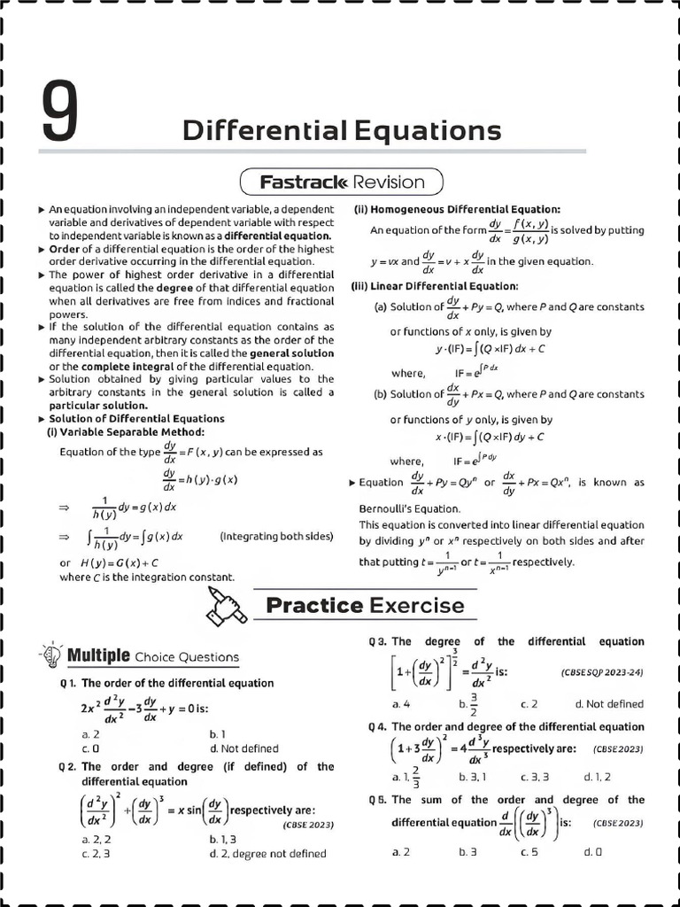 Chapter - 9 Differential Equation | PDF