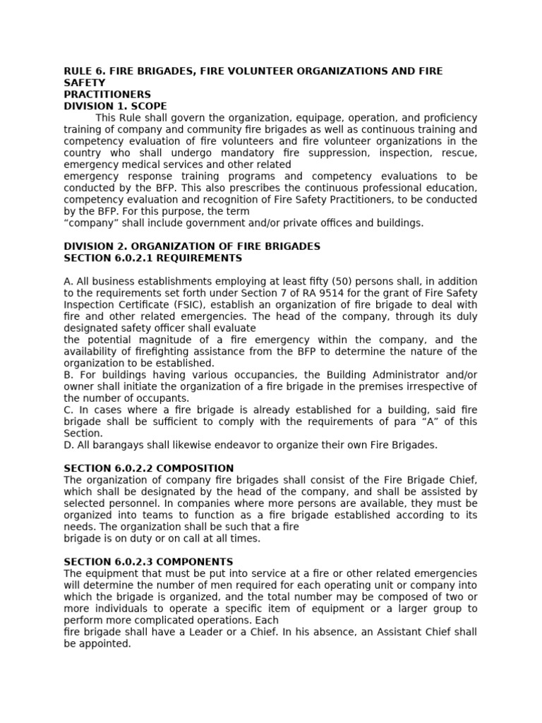 Rule 6 | PDF | Firefighting | Fire Safety