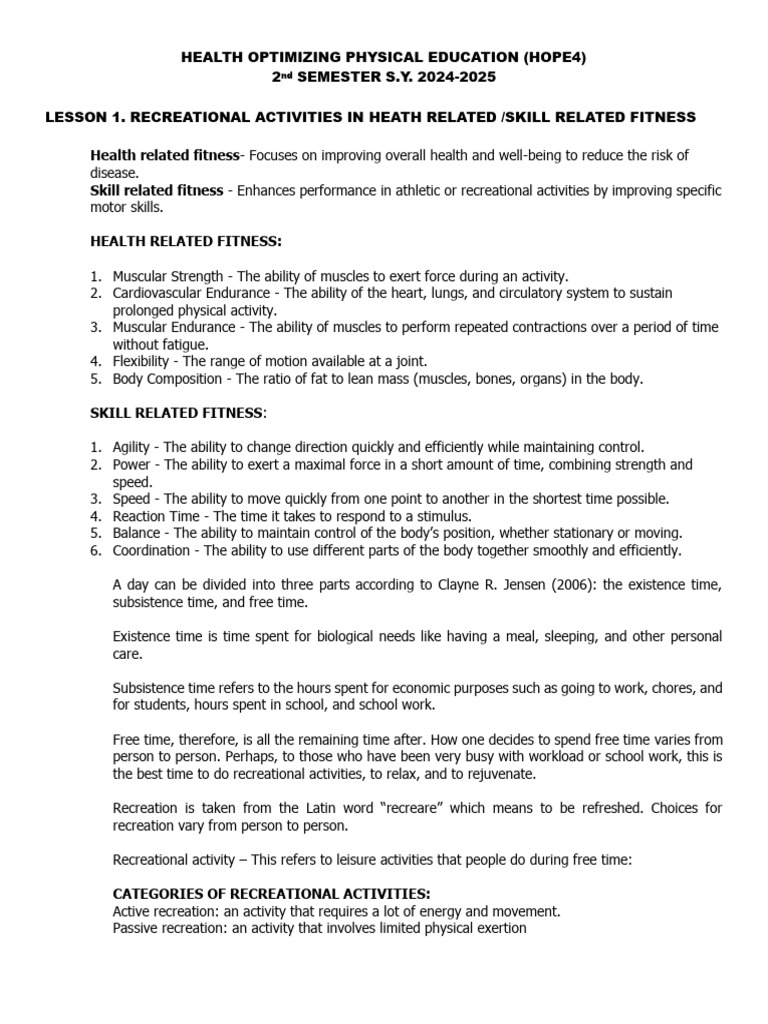 Health Optimizing Physical Education Guide | PDF | Backpack | Physical ...