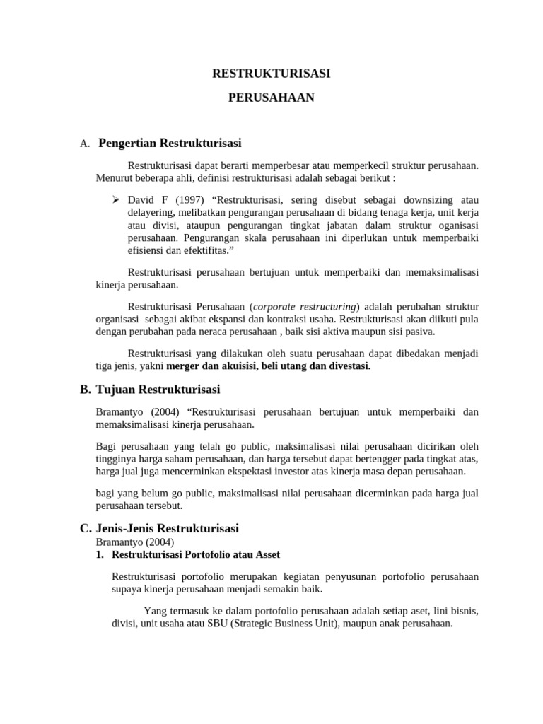 Restrukturisasi Perusahaan | PDF
