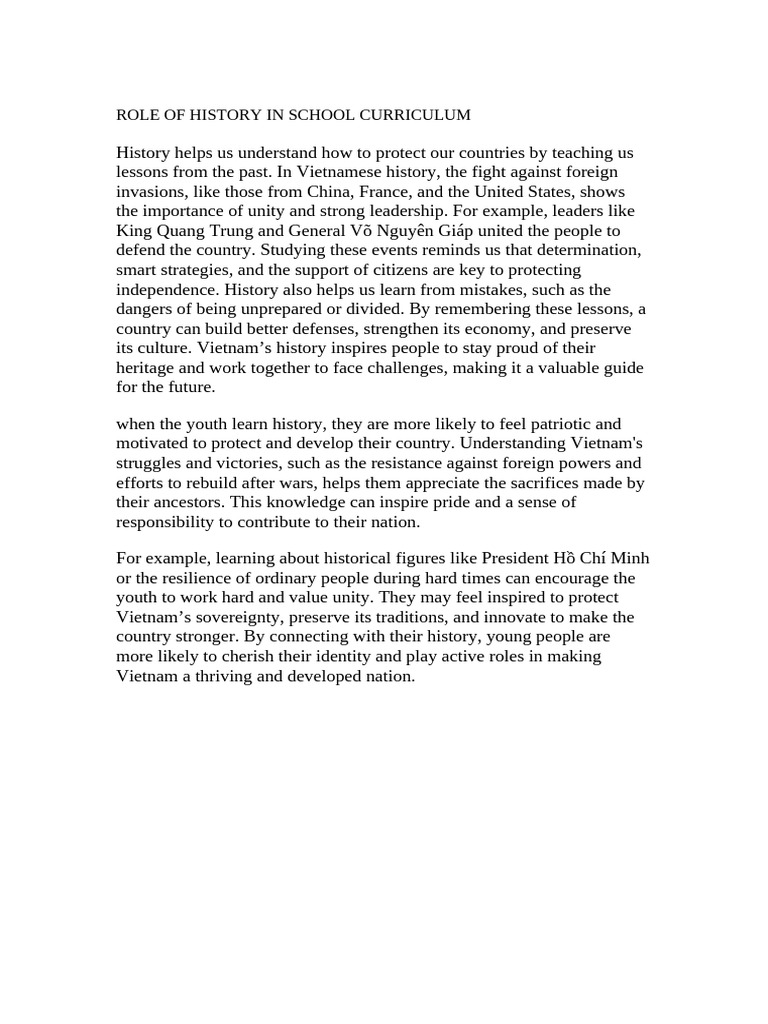 Importance of History in Vietnam's Education | PDF