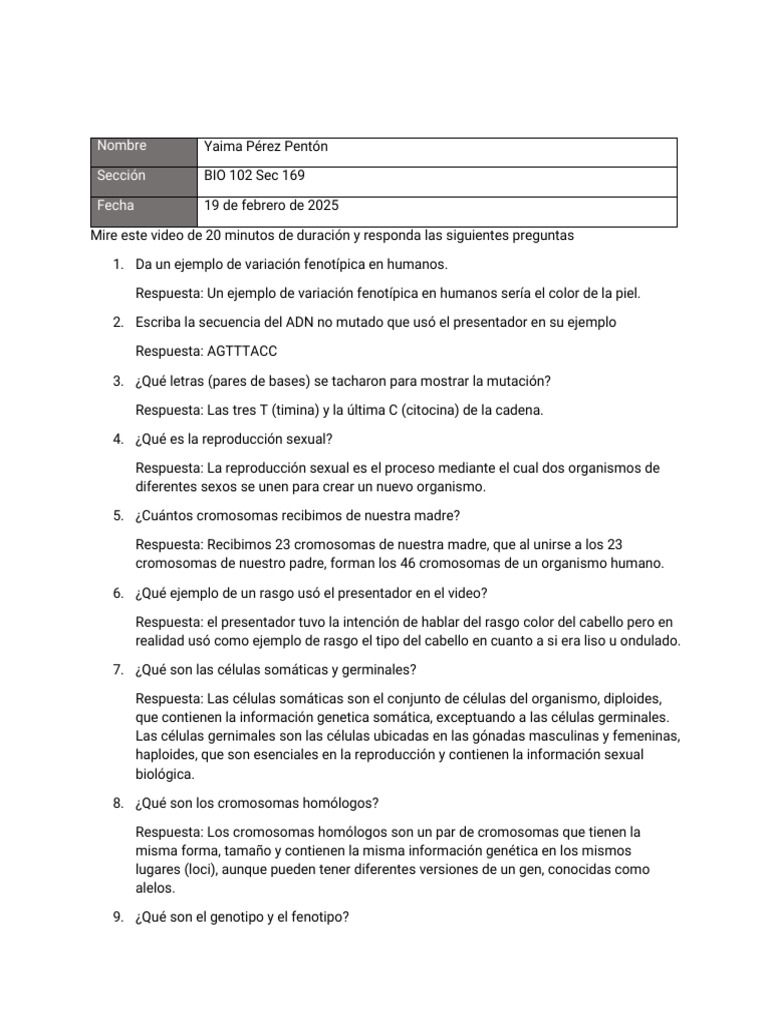 Tarea 7 Genetic Variation Yaima Pérez P | PDF | Genotipo | Gene