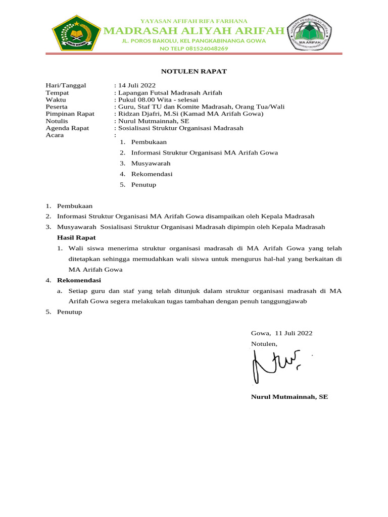 1.1.1c Dokumen Sosialisasi Struktur Organisasi | PDF