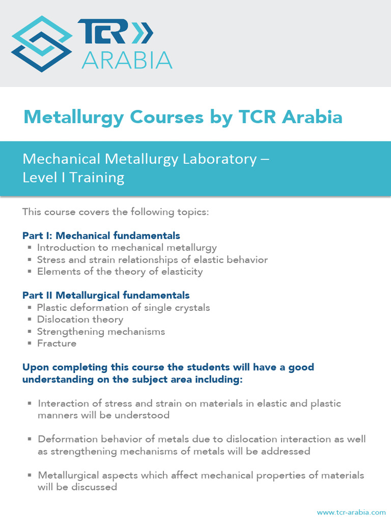 Mechanical Metallurgy Laboratory – Level I | PDF
