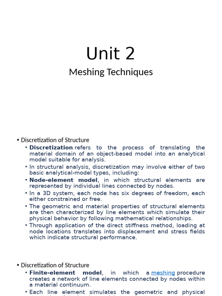 Unit 2 CAE Meshing Techniques | PDF | Finite Element Method | Beam (Structure)