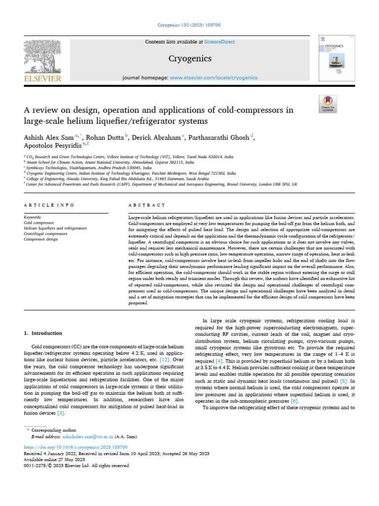 Cold Compressors in Helium Refrigeration | PDF | Large Hadron Collider ...