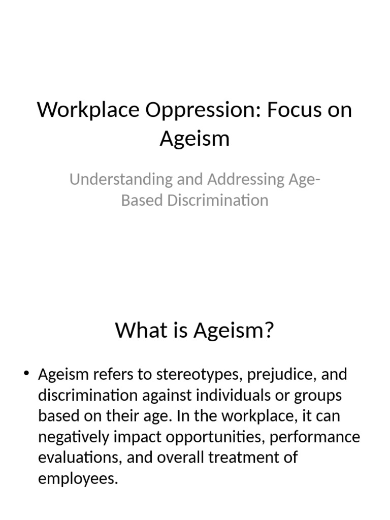 Workplace Oppression Ageism | PDF