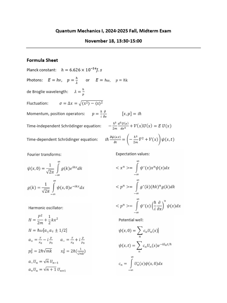 Formula sheet | PDF