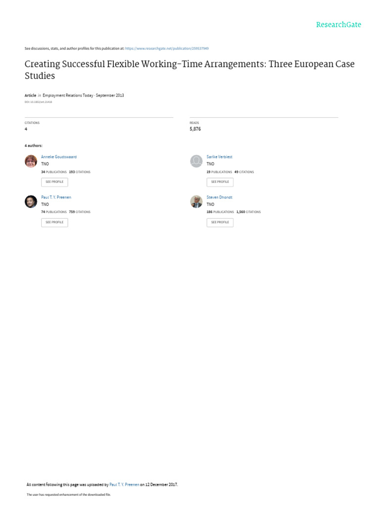 Creating Successful Flexible Working-Time Arrangements Three european case studies | PDF ...