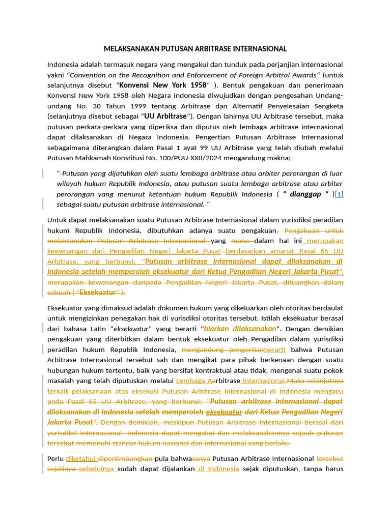 Melaksanakan Putusan Arbitrase Internasional | PDF