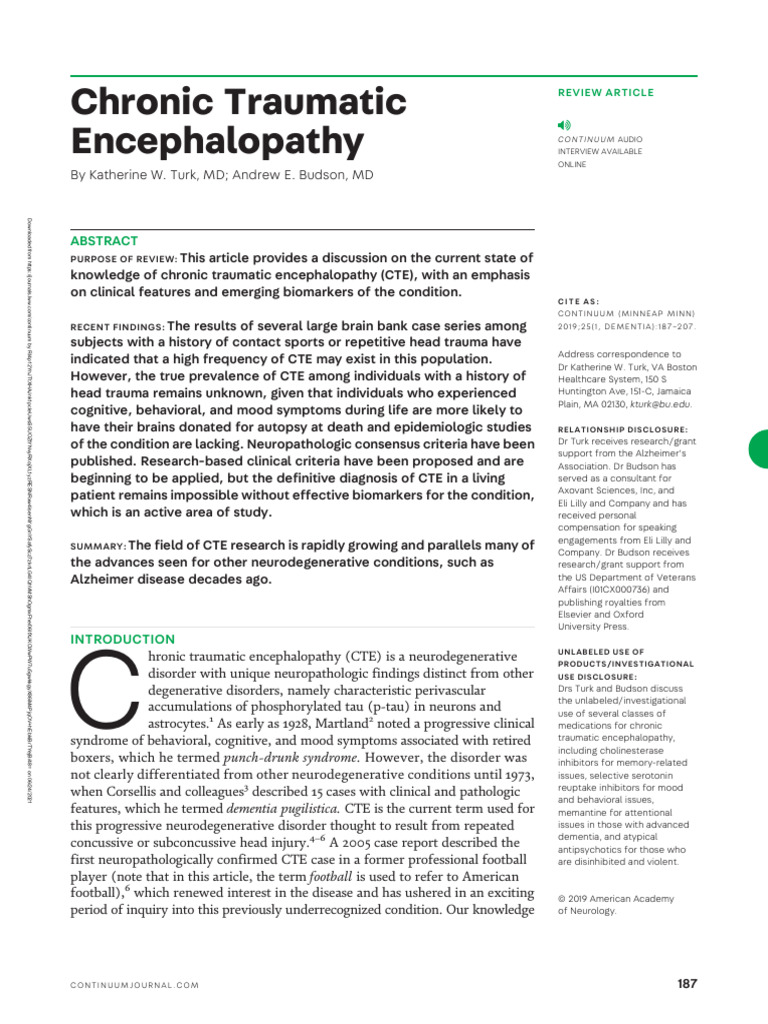 Chronic Traumatic Encephalopathy.12-2 | PDF | Chronic Traumatic ...