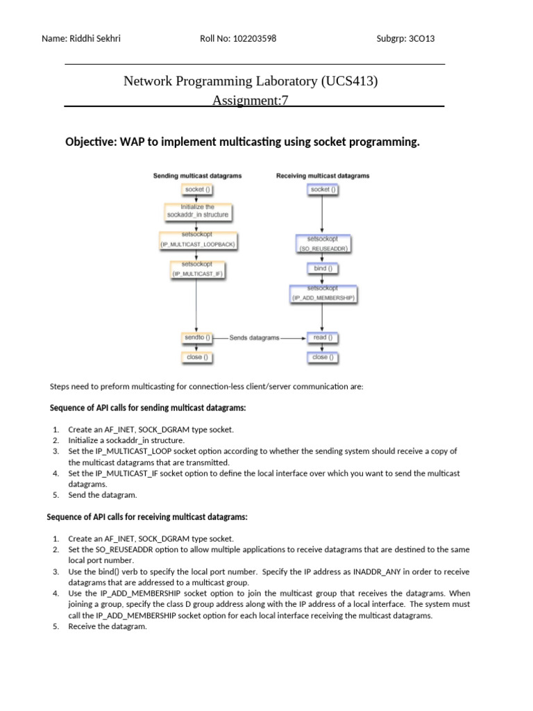 Multicasting with Socket Programming | PDF