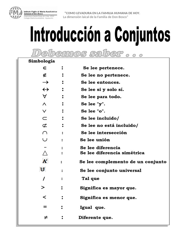 Simbología de Conjuntos | PDF