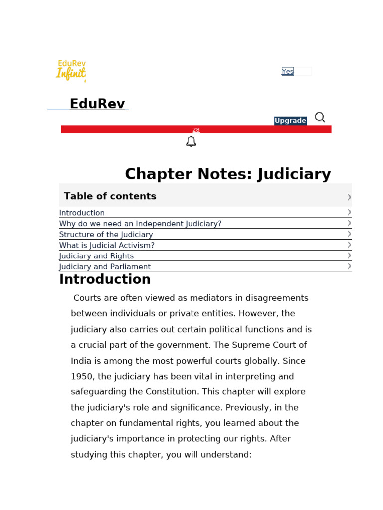 Judiciary Class 11 Political Science | PDF | Appeal | Supreme Court Of ...
