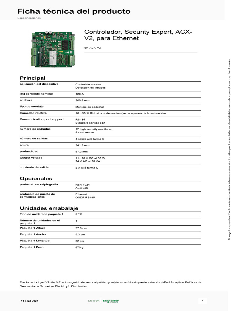 Schneider Electric - EcoStruxure-Security-Expert - SP-ACX-V2 | PDF