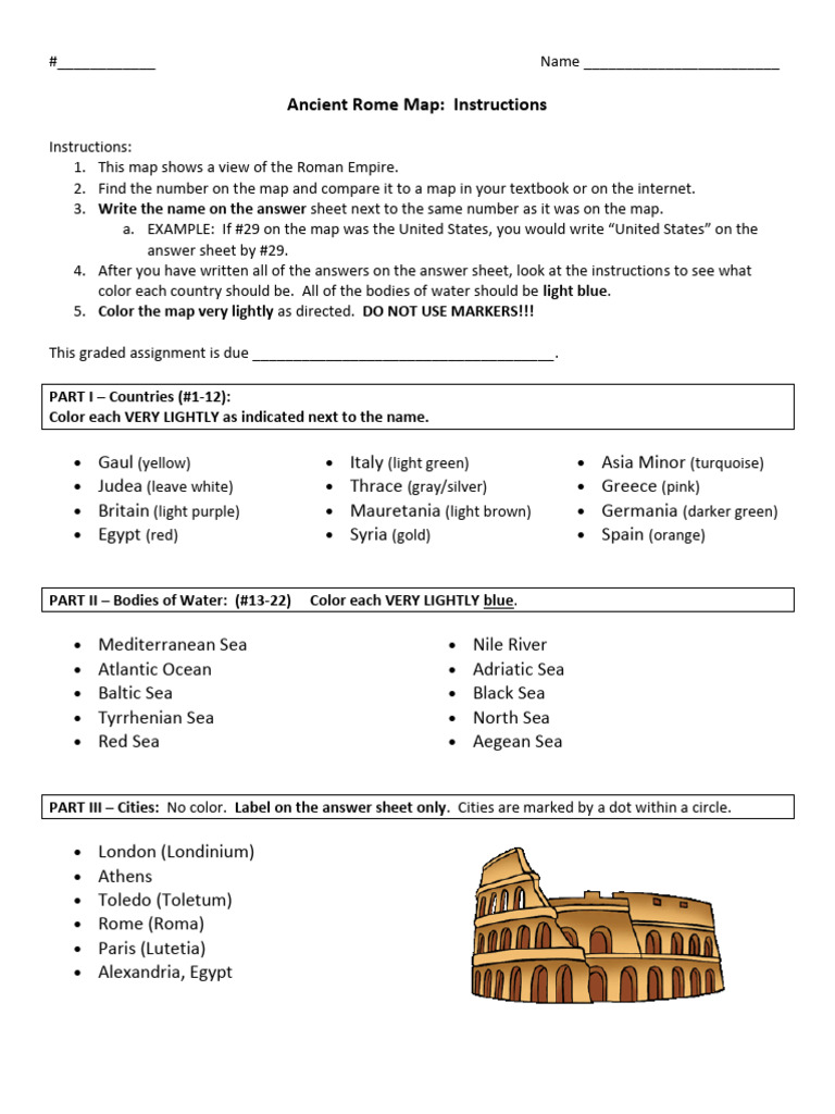 Ancient Rome Map: Instructions | PDF | Color | Graphic Design