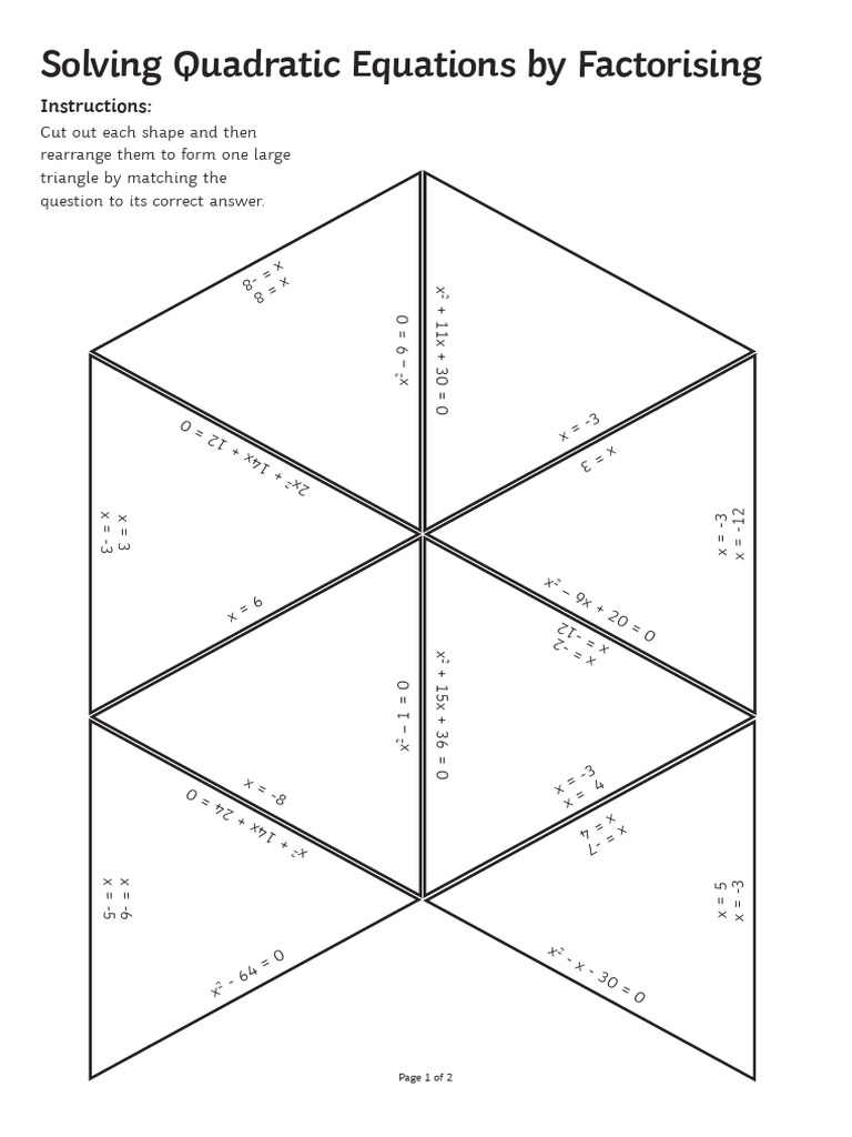 Solving Quadratic Equations by Factorising Dominoes | PDF | Mathematical Concepts | Mathematics