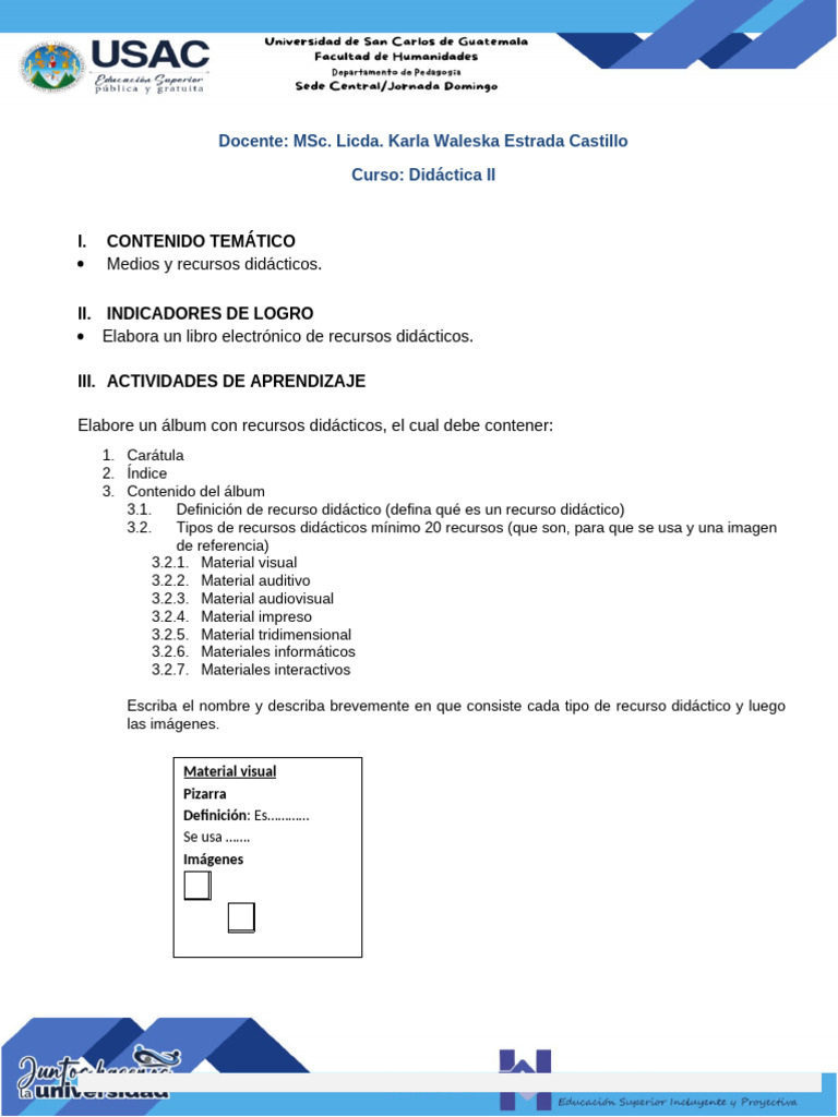 Tarea 5- Recursos Didácticos Rubrica USAC | PDF | Aprendizaje | Cognición