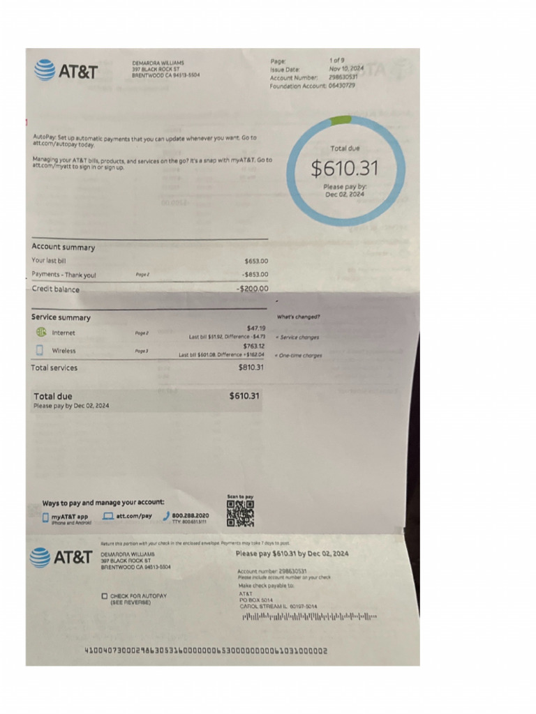 AT&T Billing Statement (2) | PDF