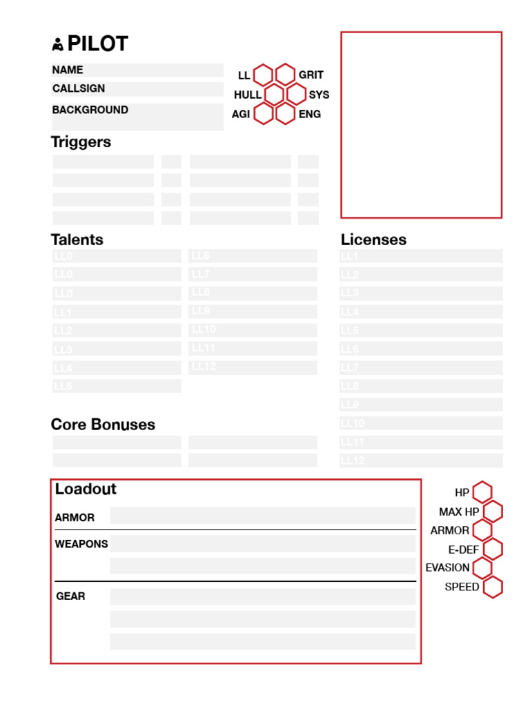 Lancer - Character Sheets - Form Fillable-1 | PDF