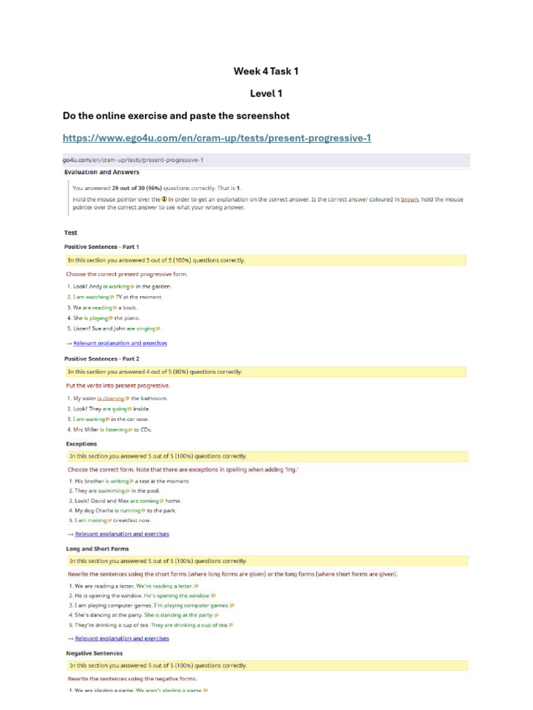Week 8 Task 1 Present continous | PDF