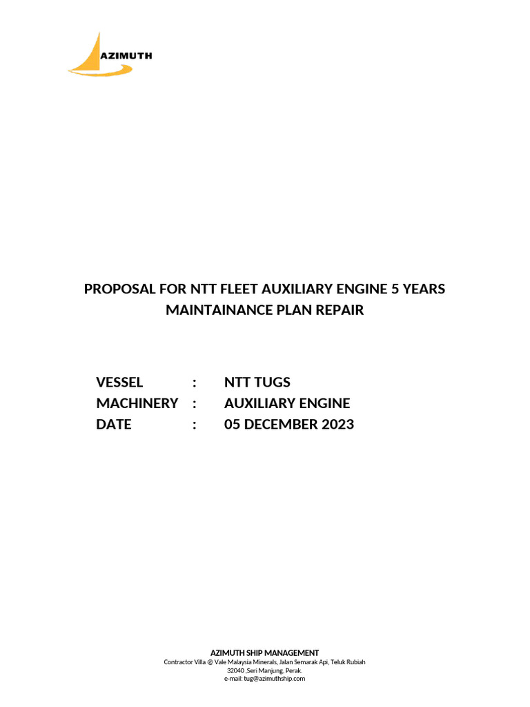 Proposal For NTT Fleet Aux Eng 5 Years Maintenance - With Alternative ...