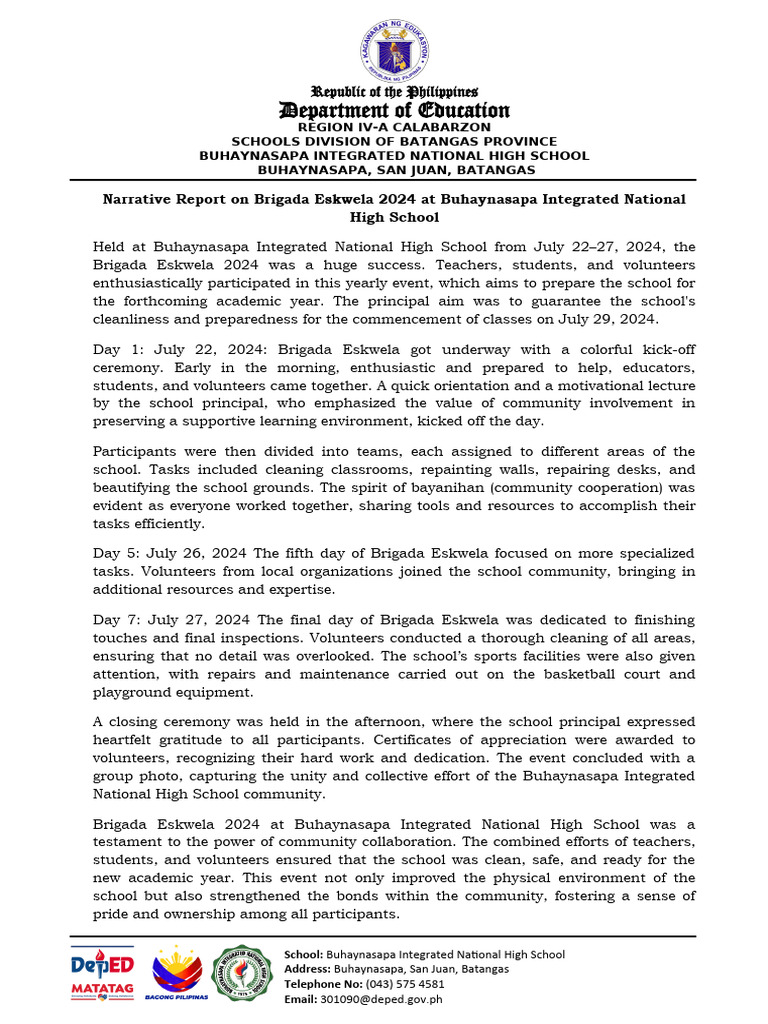 Narrative Brigada Joshua Casipit | PDF | Learning