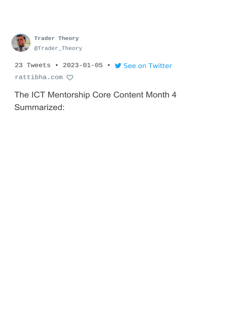 the_ict_mentorship_core_thread_by_trader_theory_jan_5,_23_from_rattibha | PDF | Market Trend ...