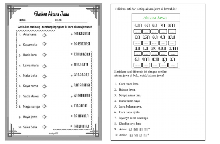 Soal Aksara Jawa Kelas 3 | PDF