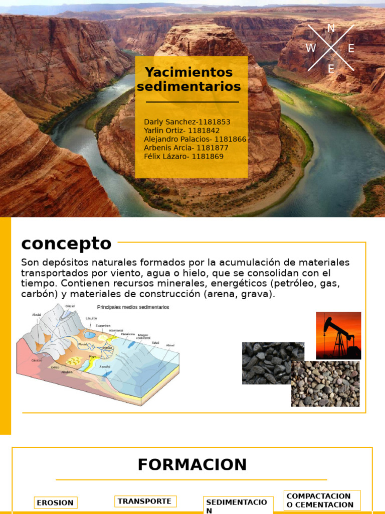Yacimientos sedimentarios | PDF | Depósito de petróleo | Roca clástica