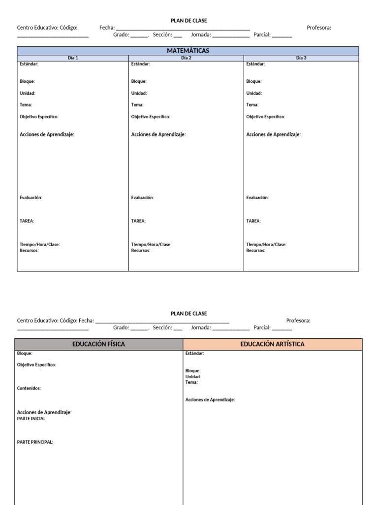 FORMATO DE PLAN DE CLASES | PDF | Aprendizaje | Cognición