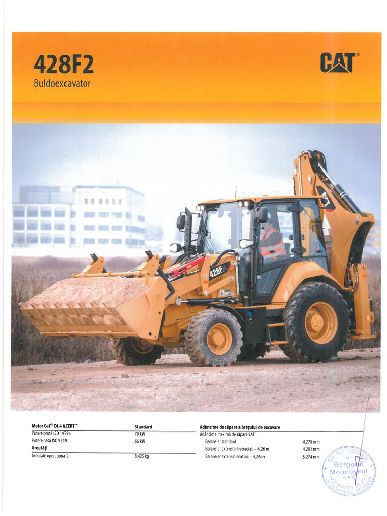Fisa Tehnica Buldoexcavator CAT 428F2 | PDF
