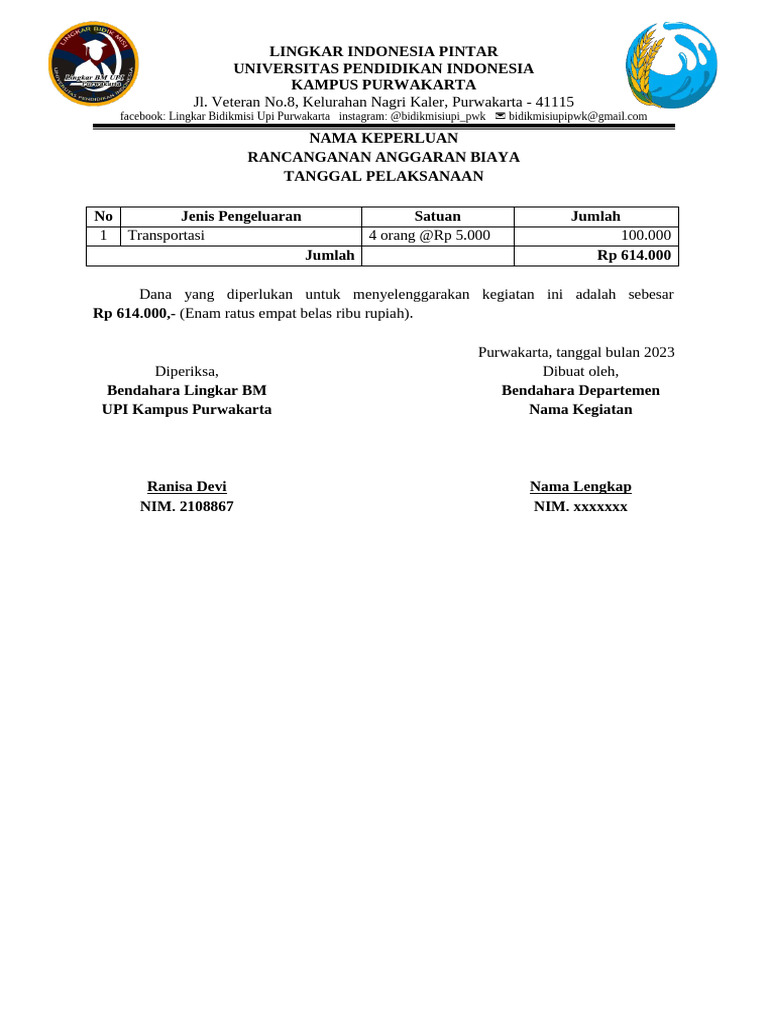 Format Pengajuan RAB Non-Proker | PDF