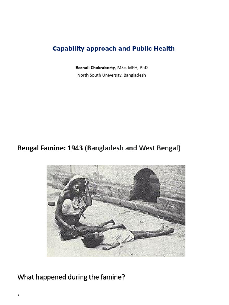 Capability Approach in Public Health Analysis | PDF | Famine | Poverty