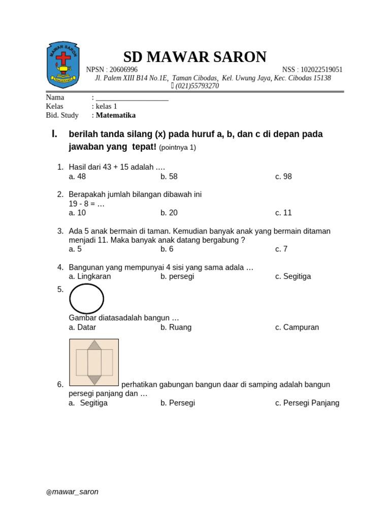 UH 4 Matematika KURMER | PDF
