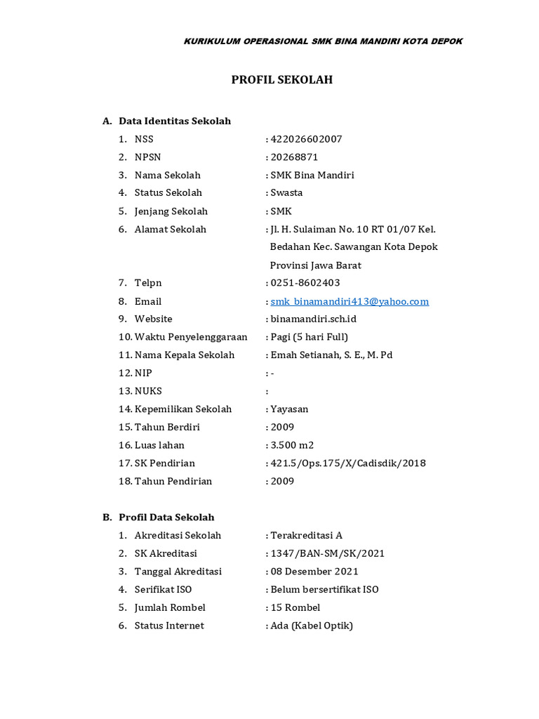 Daftar Isi KOSP | PDF