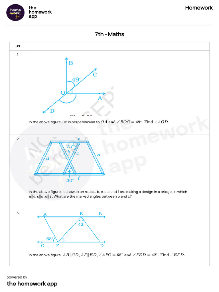 Questions - Homework - 7th - Maths - 2025-03-05T08 - 18 | PDF